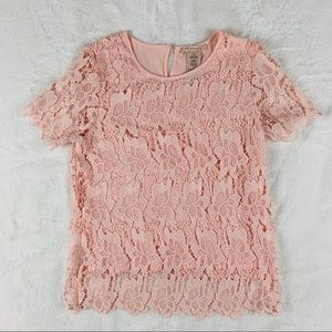 Philosophy | Tops | Lace Pink Philosophy Layered Blouse Size Sm | Poshmark